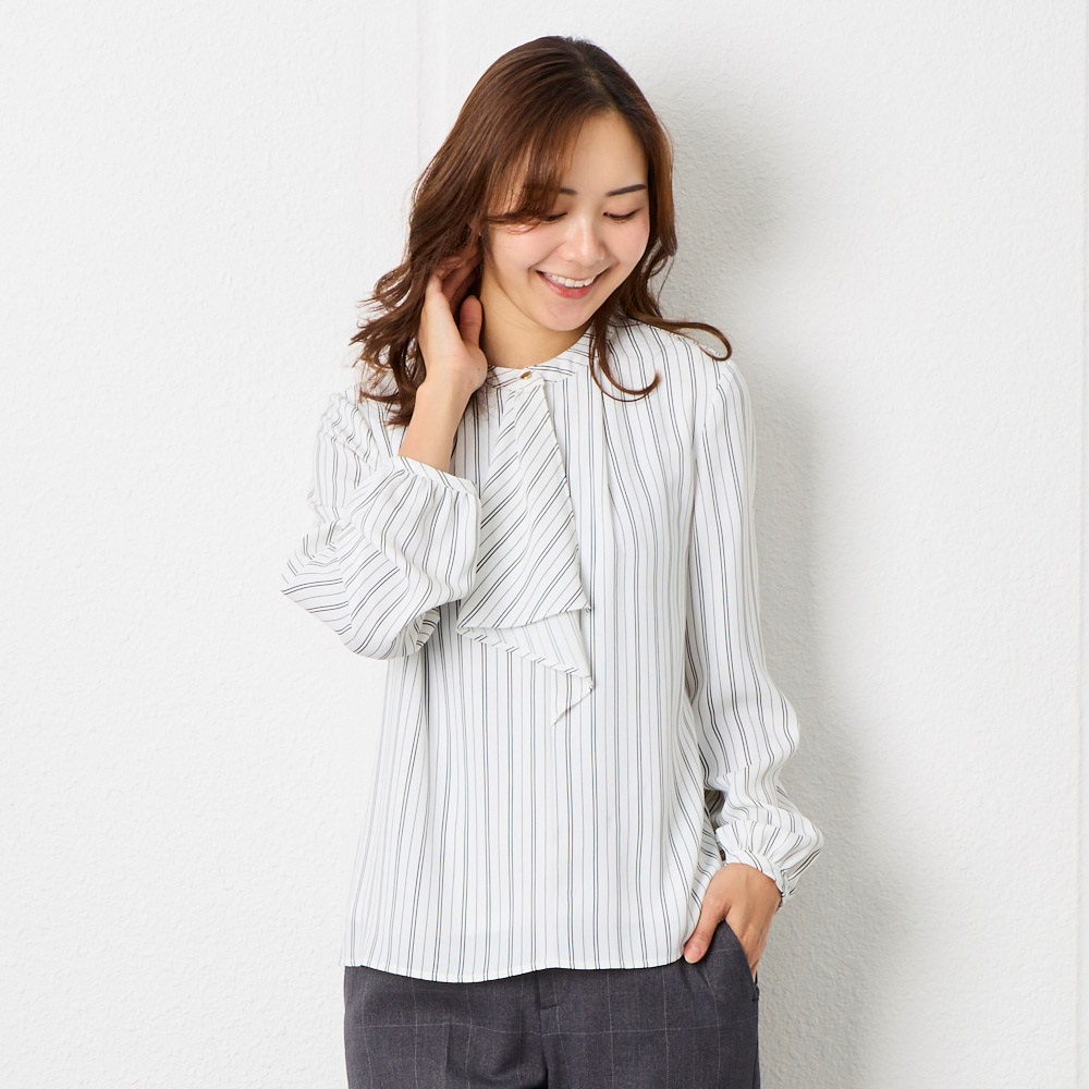 パウダーサテン ボウタイブラウス レディス ESPRITMUR (エスプリミュール) 245ES354IW | イオンスタイルオンライン 衣料品・暮らしの品をネットでお買物