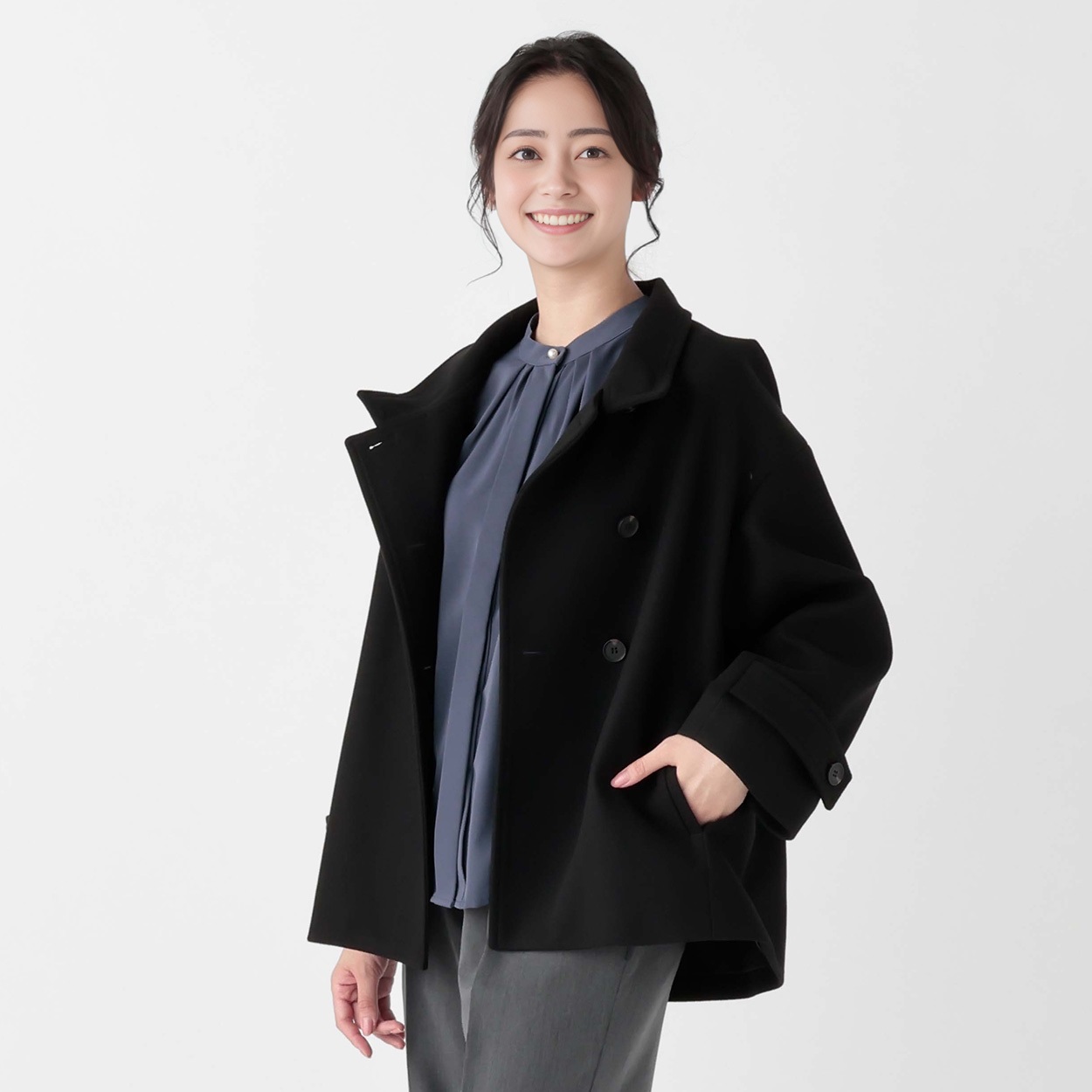 AirWOOLISH スタンドショート丈コート レディス Purelast(ピュアラスト) 257PL802SW | イオンスタイルオンライン ...