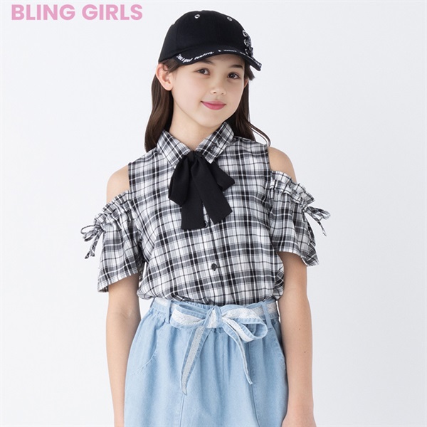 ブリングガールズ リボン付きショルダー開きシャツ 女の子 キッズ130cm-160cm | イオンスタイルオンライン 衣料品・暮らしの品をネットでお買物