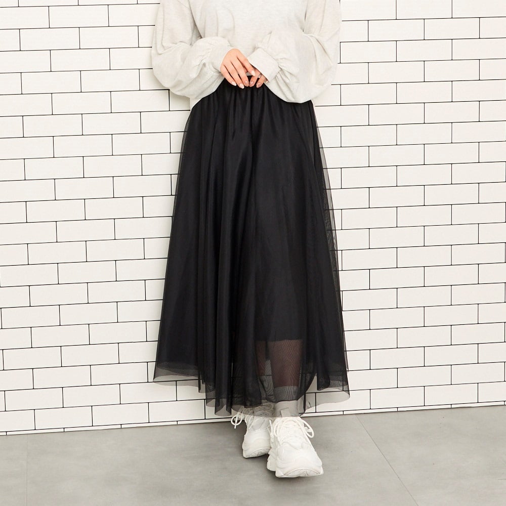韓国 チュールフレアロングスカート Doublefocus (ダブルフォーカス) | イオンスタイルオンライン 衣料品・暮らしの品をネットでお買物